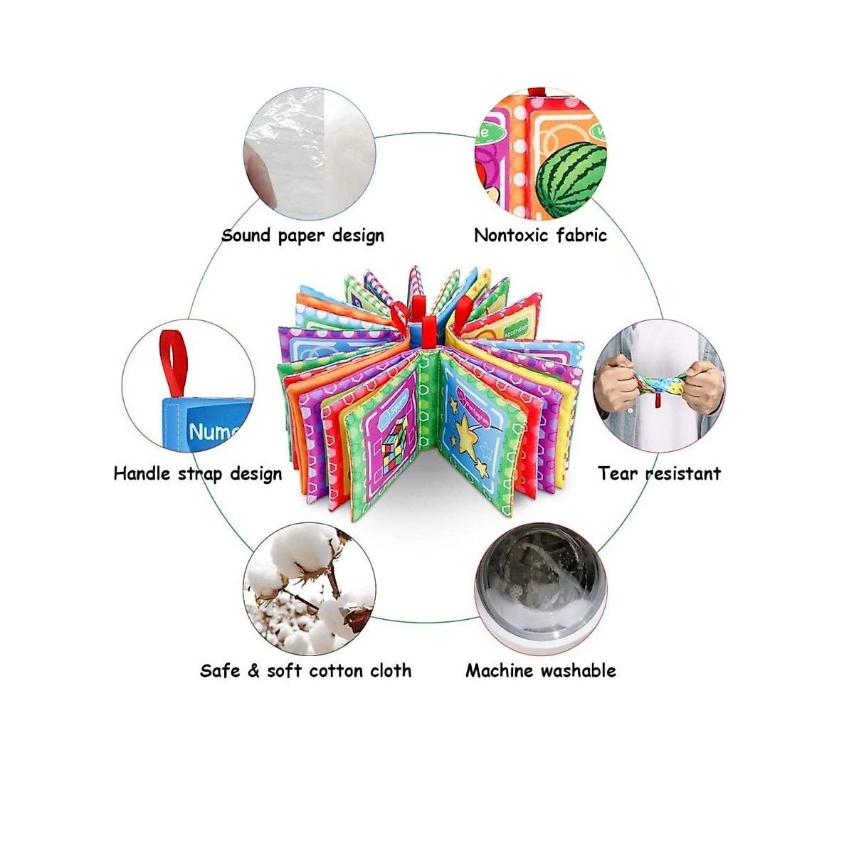 Kids Melody Baby Non-Toxic Cloth Book Set, Crinkle Books with Rustling Sound - Pack of 6