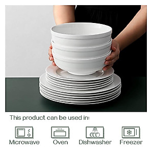 DOWAN Soup Bowls for Kitchen, 32 oz White Bowls for Cereal Salad Ramen Noodle, Porcelain Bowls with Non-slip Design, Sturdy and Easy to Hold, Set of 3, 7.25 Inch