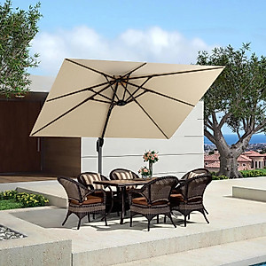 Nalupatio Patio Umbrella 10FT Outdoor Square Umbrella Large Cantilever Patio Umbrella 360°Rotation Hanging Double Top Offset for Garden Deck Patio
