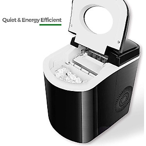 Countertop Ice Maker – 9 Ice Cubes Ready in 6 Mins - 26LBS/24Hrs, 2 Ice Sizes, LED Indicator Lights – Portable Ice Maker with Ice Scoop and Basket for Home Office Bar Party