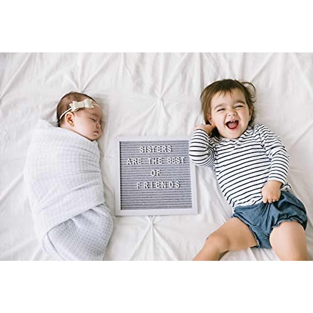 Pearhead Classic Wooden Letterboard, Gender-Neutral Baby Keepsake Nursery Décor, Photo Prop Message Board, Gray and White