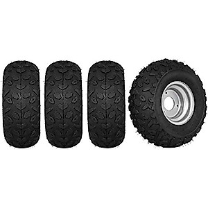 ATV Go Kart Tires and Rims 145x70-6 Inch Golf Cart Tires 90CC Go Kart Buggy ATV Mini-bikes Quad Bike Tires and Wheels HUB- 3-hole Set of 4