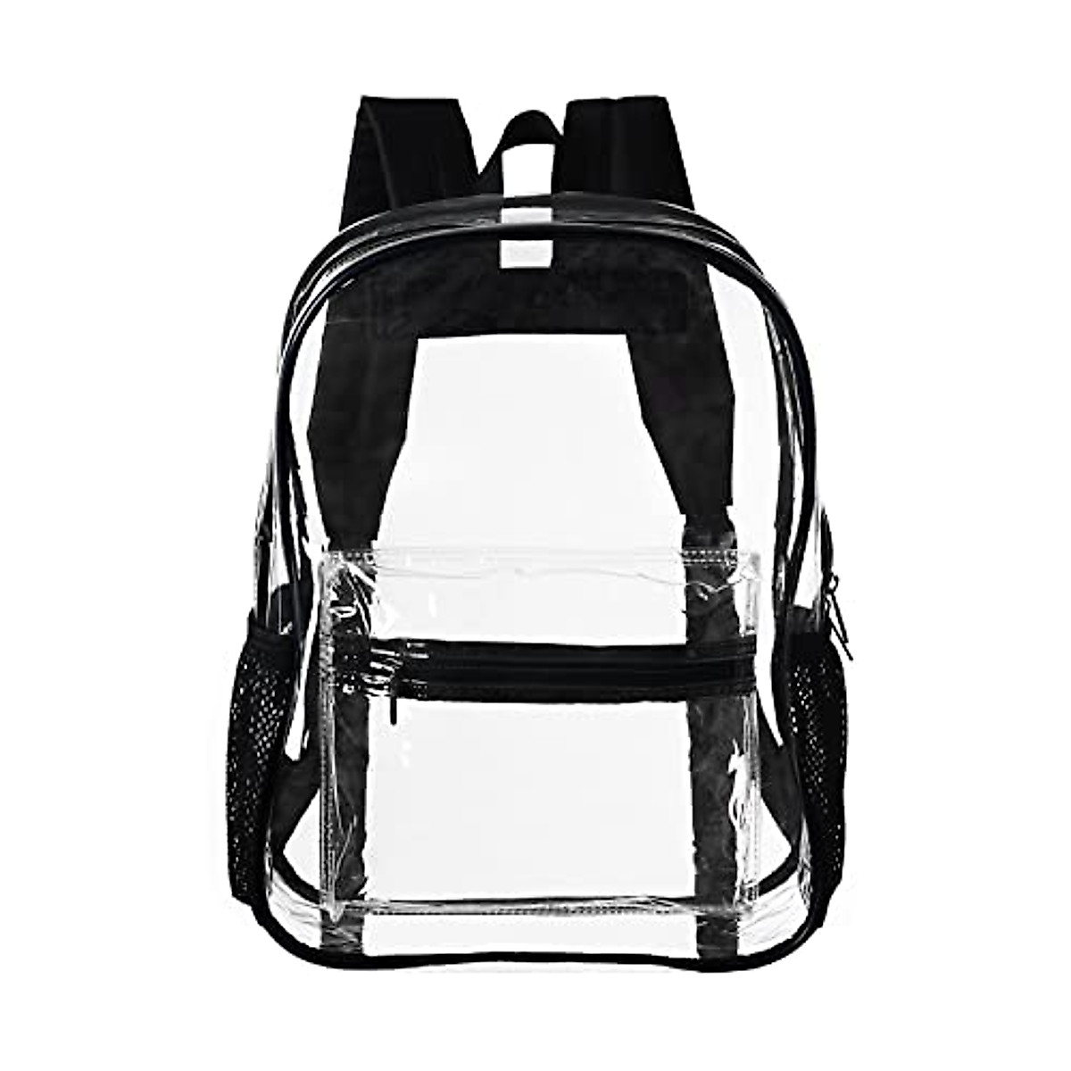 Aertiavty Clear Backpack Heavy Duty See Through Backpack PVC Transparent Backpack for School, Work, Festival, Security, Sports Events (Black)