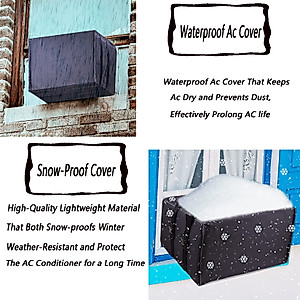 yhslmh Air Conditioner Covers for Window Units, Outdoor Window Air Conditioner Cover for Outside, Rectangle Ac Defender Cover for Winter Exterior, AC Protection Cover (Black, 27.5" Wx 25" D x 19" H)