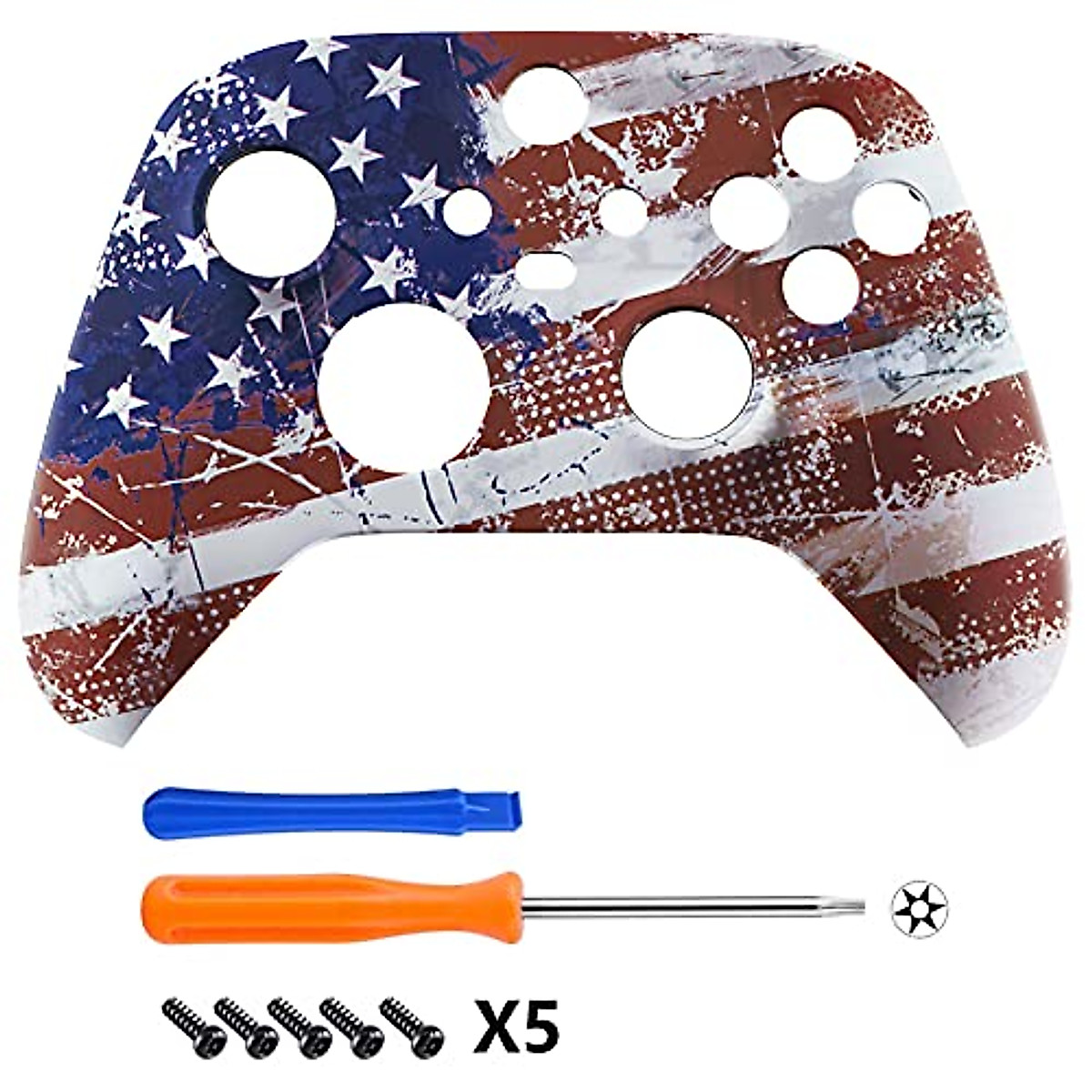 eXtremeRate Impression US Flag Soft Touch Front Housing Shell for Xbox Series X/S Controller, Custom Cover Faceplate for Xbox Series X/S, Xbox Core Controller - Controller NOT Included