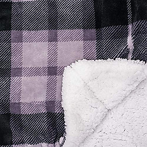 SOCHOW Sherpa Plaid Fleece Throw Blanket, Double-Sided Super Soft Luxurious Bedding Blanket 60 x 80 inches, Grey