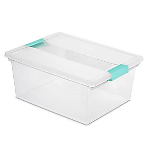Sterilite 64 Qt Latching Box Large Stackable Clear Plastic Storage Totes, 6 Pack & Deep Clip Container Bins for Organization and Storage, 4 Pack