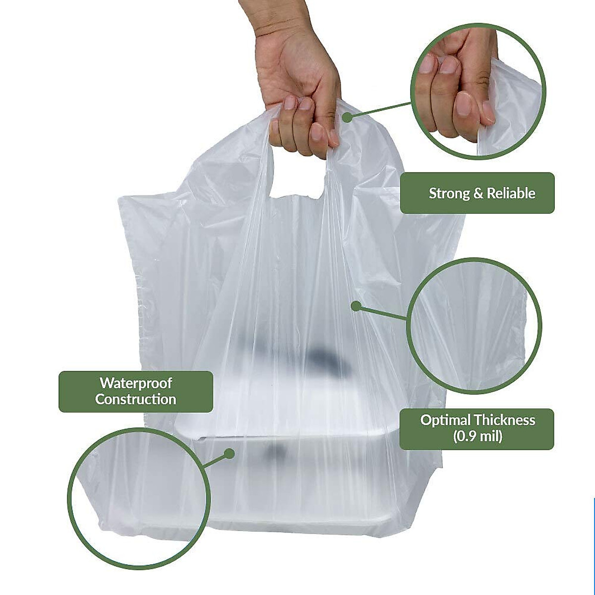 Reli. To Go/Take Out Bags (250 Count Bulk)(Large 23"L x 12" W x 12.5"H) Reusable Plastic Bags with Handles | Die Cut Handle - Plastic | Use for Shopping, Business, Carry Out, Restaurant