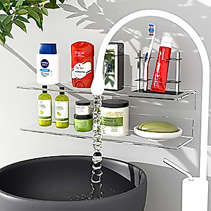 Swvzwy Acrylic Bathroom Adhesive Shelves,No Drill,Will Not Damage Bathroom Tiles, Renter Friendly Shelves