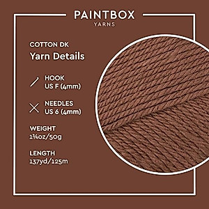 Paintbox Yarns 100% Cotton DK Yarn 1.76oz (50g), 137 Yards (125m) - Coffee Bean Wool for Crochet, Knitting - Soft, Lightweight Double Knit Yarn for Clothes