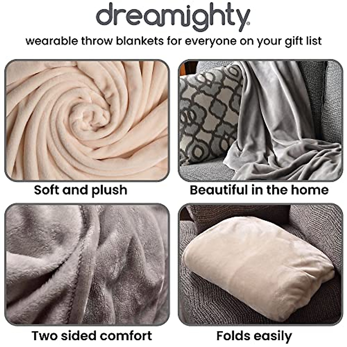 Dreamighty The Wearable Blanket That's Truly a Blanket! Cape and Cozy Throw Blanket in One, Mother s Day Gifts for Mom, Birthday Gifts for Women Who Have Everything, Best Friend, Get Well -Silver Gray