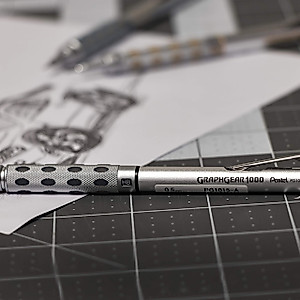 Pentel GraphGear 1000 Mechanical Pencil, (0.5mm), Black Barrel, 1 Each (PG1015A), Metallic Grey