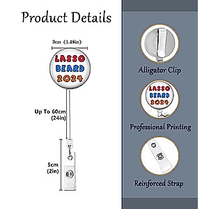Lasso Beard 2024 Badge Reel, Ted Badge Clip Funny Badge Holder, Retractable Lanyard, NICU LD Nurse Surgery Medical #240