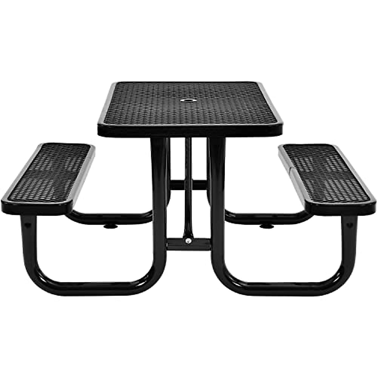 Global Industrial 4 ft. Expanded Metal Rectangular Outdoor Steel Picnic Table, Black