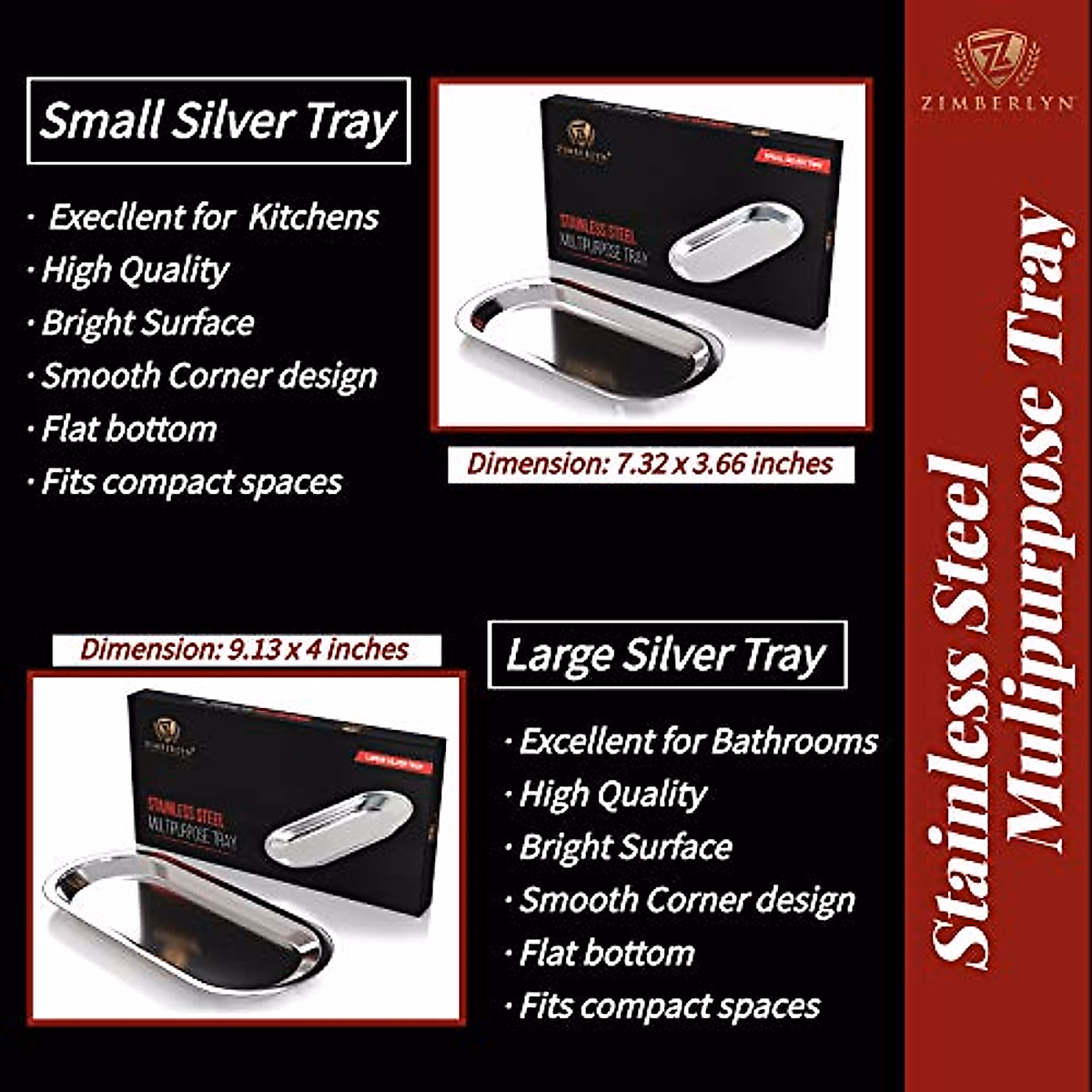 Stainless Steel Multipurpose Tray - Large_Silver