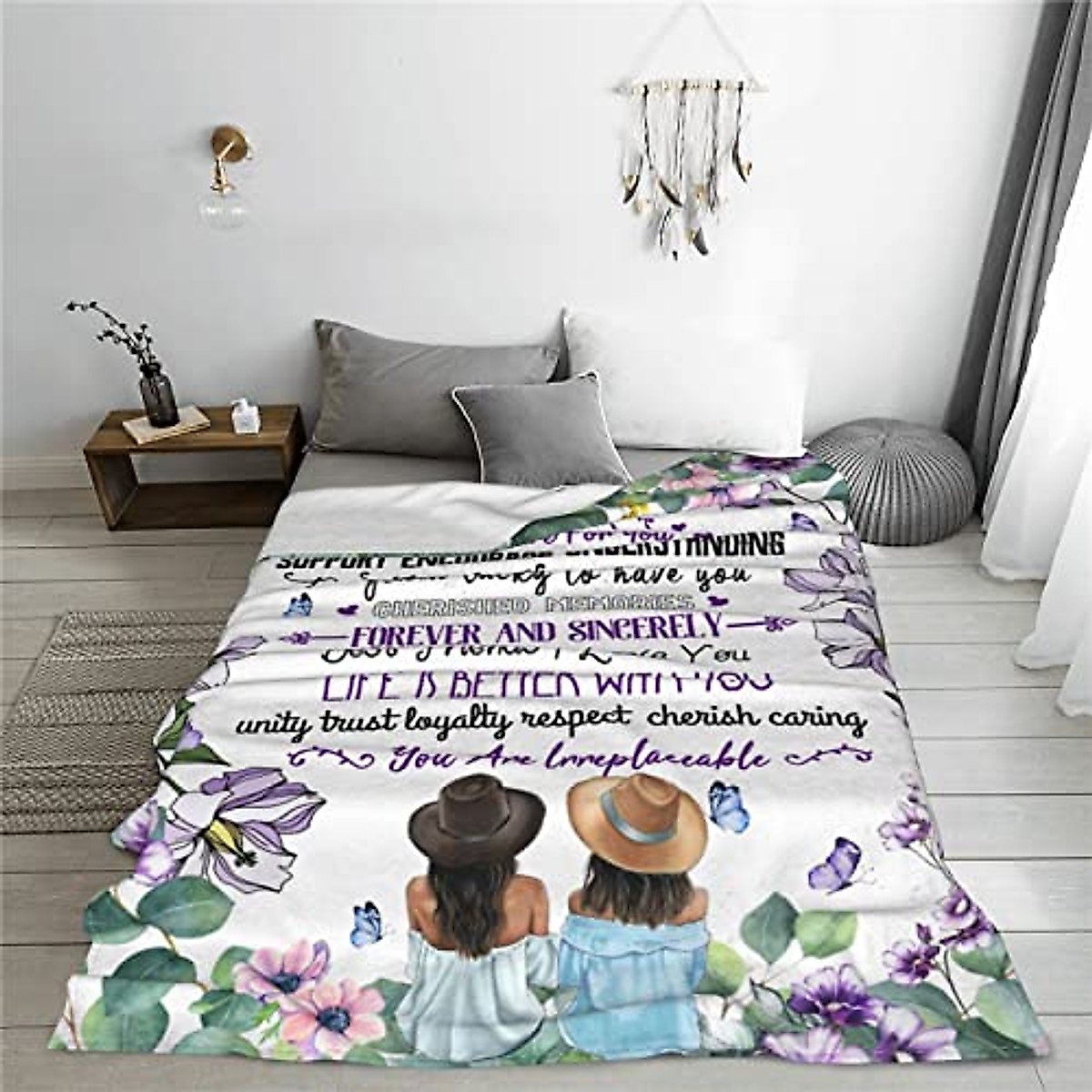Best Friend Bestie Birthday Gifts Throw Blanket Women Bestie Sister Teen Girls Long Distance Friendship Gift Christmas or Birthday 60"x50"