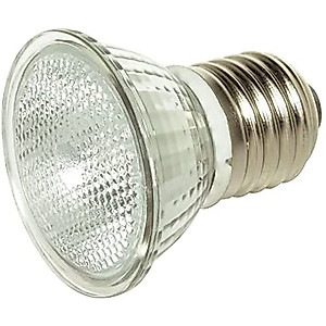 Satco S4624 35 Watt MR16 Short Neck Halogen Medium Base 120 Volt Clear FL 36 Beam Pattern No Harmful Ultraviolet Rays Light Bulb, With Lens, Clear