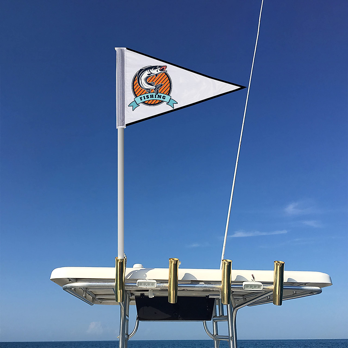 BannerBuzz Custom Triangle Flag, Polyester Fabric, Multi purpose Outdoor Indoor use, Pole Pocket or Metal Grommets Option - Flag Only (Size:- 8' W X 5' H, Double Side Printing)