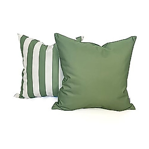 Ensperta Pack of 2 Outdoor 18x18 Waterproof Green Throw Pillow Covers Decorative Square Patio Pillows for Patio Furniture (Loden Frost)