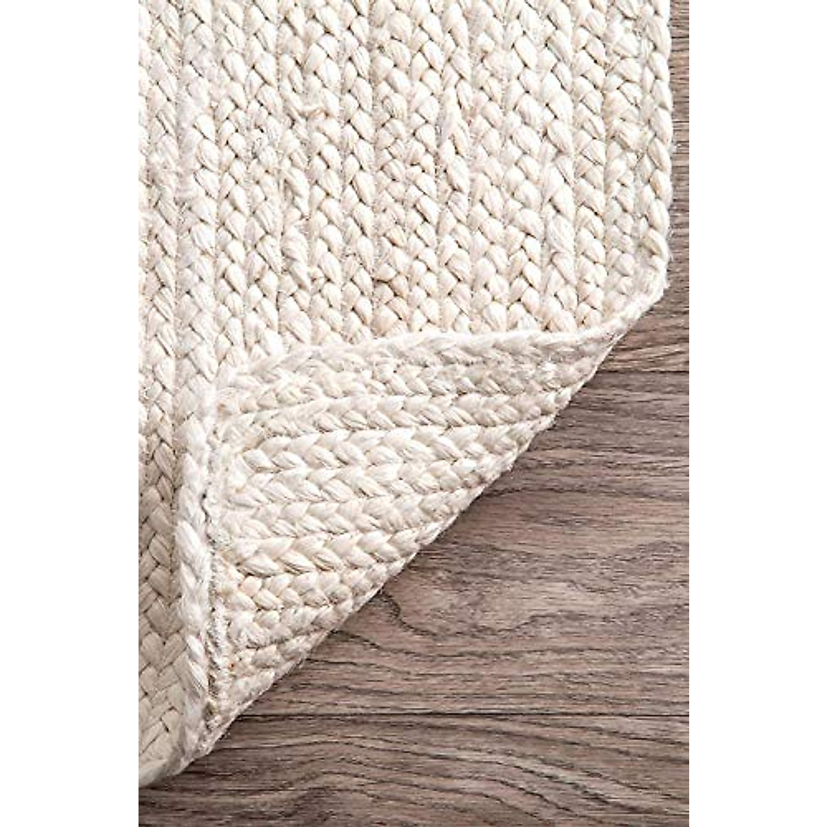 The Knitted Co. 100% Jute Area Rug 4x6 Feet Approx- Braided Design Hand Woven Dyed Off-White Natural Fibers Carpet - Home Decor for Living Room Hallways (4' x 6', Off-White)