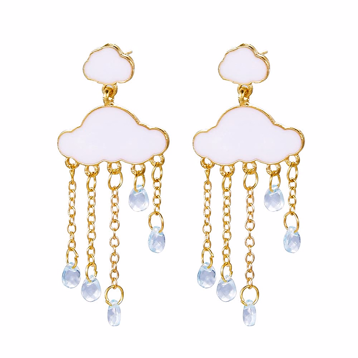 Cute Cloud Earrings Dangle for Women Crystal Zirconia Raindrop Teardrop Tassel Earrings Drop Silver Gold Prom Earrings Jewelry Gift