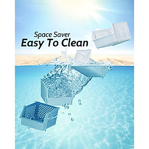 Skywin Plastic Stackable Storage Bins for Pantry - 12 Pack White Stackable Bins For Organizing Food, Kitchen, and Bathroom Essentials