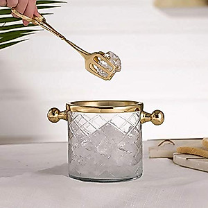 MAYNUO Handmade Brass Glass ice Bucket with ice Clip Dining Table Cooler Wine Wine Rack ice Bucket Champagne can Cooler Coolers