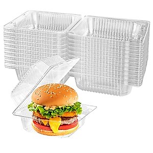 Goiio 200 Pcs Clear Plastic Take out Containers, in Disposable Clamshell Dessert Container with Lid, for Salads, Sandwiches, Hamburgers