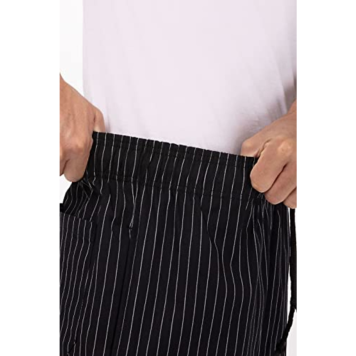 Chef Works Men's Designer Baggy Chef Pants, Black W/ Wht Pinstripe, X-Large