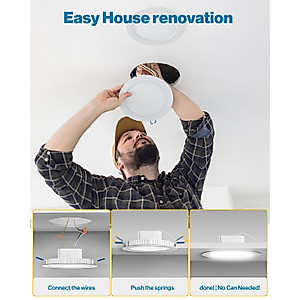 Sunco Lighting 12 Pack 6 Inch Ultra Thin LED Recessed Ceiling Lights Slim, 5000K Daylight, 14W, Damp Rated, Dimmable Canless Integrated Junction Box, ETL Energy Star