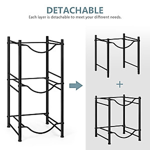 MOOACE 3-Tier Water Jug Rack, 5 Gallon Detachable Water Bottle Holder Organizer Storage Rack, Black