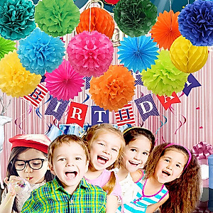 10pcs 12inch Paper Pom Poms Tissue Paper Flower Art Craft DIY Hanging Flower for Party Wedding Baby Shower Nursey Wall Decoration (12inch, Black)