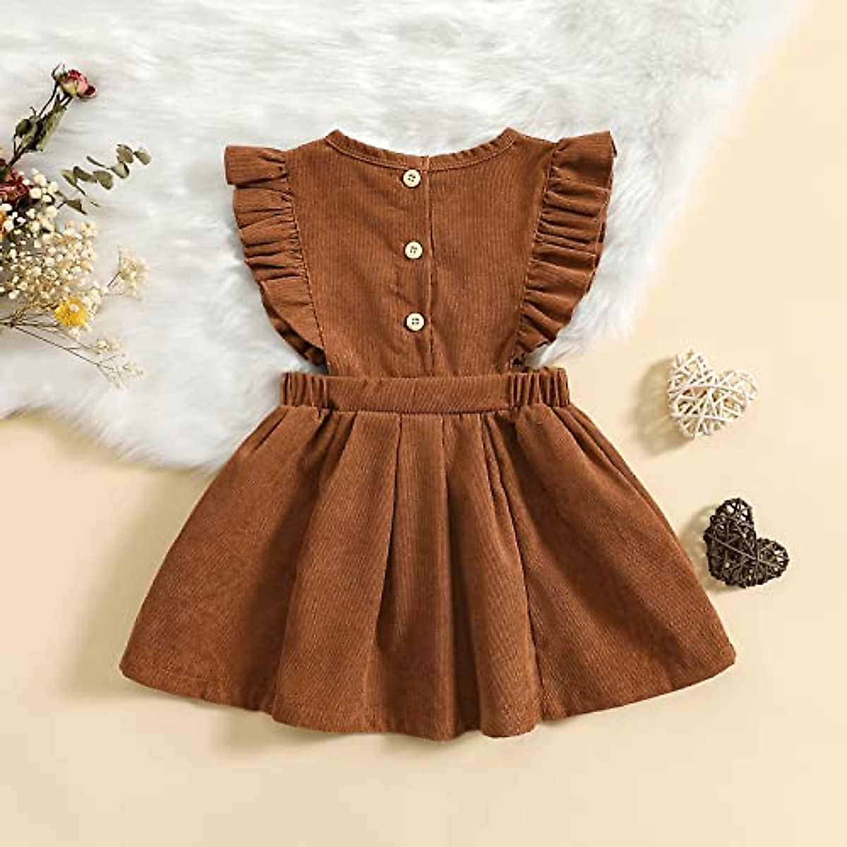 MERSARIPHY Toddler Baby Girl Dress Baby Girl Suspender Dress Straps Skirt Overall Dresses Winter Fall Clothes (Brown E, 12-18 Months)