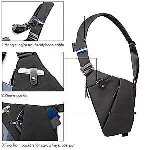 NIID-FINO NEO Sling Shoulder Crossbody Bag Chest Bag Slim Backpack Multipurpose Daypack (Meteorite black, Right Hand)