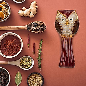Zerodeko 2pcs Owl Spoon Rest Cooking Spoon Rest Coffee Spoon Holder for Coffee Bar Ceramic Spoon Rack Sauce Plate House Accessories for -cream Spoon Desktop Stove Ceramics