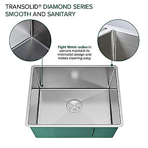 Transolid KKM-DUSB231810 Diamond 23-in L x 18-in W Single Bowl Undermount Kitchen Sink and Accessories Kit in Stainless Steel