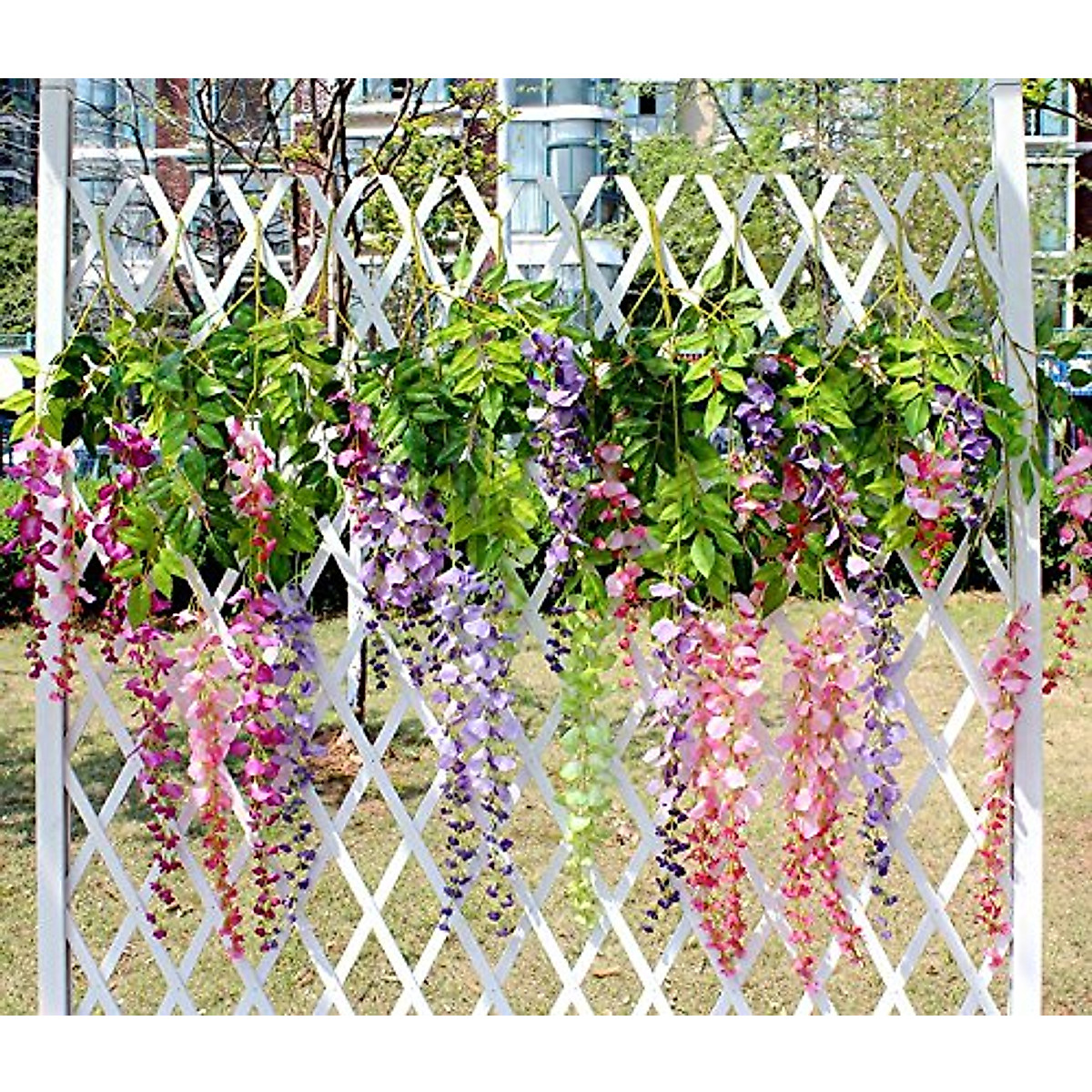 DearHouse 12 Pack 1 Piece 3.6 Feet Artificial Fake Wisteria Vine Ratta Hanging Garland Silk Flowers String Home Party Wedding Decor (Pink)
