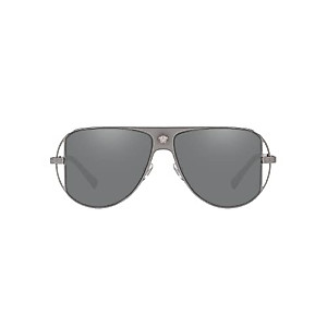 Versace Man Sunglasses Gunmetal Frame, Grey Mirror Silver Lenses, 57MM