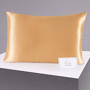 ALASKA BEAR Silk Pillowcase for Beauty Sleep, Pure Genuine 22 Momme Mulberry Silk Crepe Pillow Case Cover for Hair and Face Skin Health, King Size, 1pc (Gold, Gift Box Wrap)