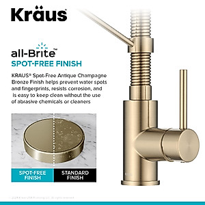 KRAUS Bolden Commercial Style 2-Function Single Handle Pull Down Kitchen Faucet in Spot-Free Antique Champagne Bronze, KPF-1610SFACB