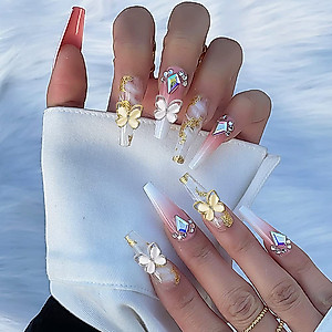 20Pcs Alloy Butterfly Nail Charms 3DMetal Butterfly Nail Gems Nail Rhinestones Shiny Crystal Nail Art Charms Bling Rhinestones Nail Charms For Acrylic Nails DIY Manicure Jewelry Accessories Women Nail Decoration Supplies