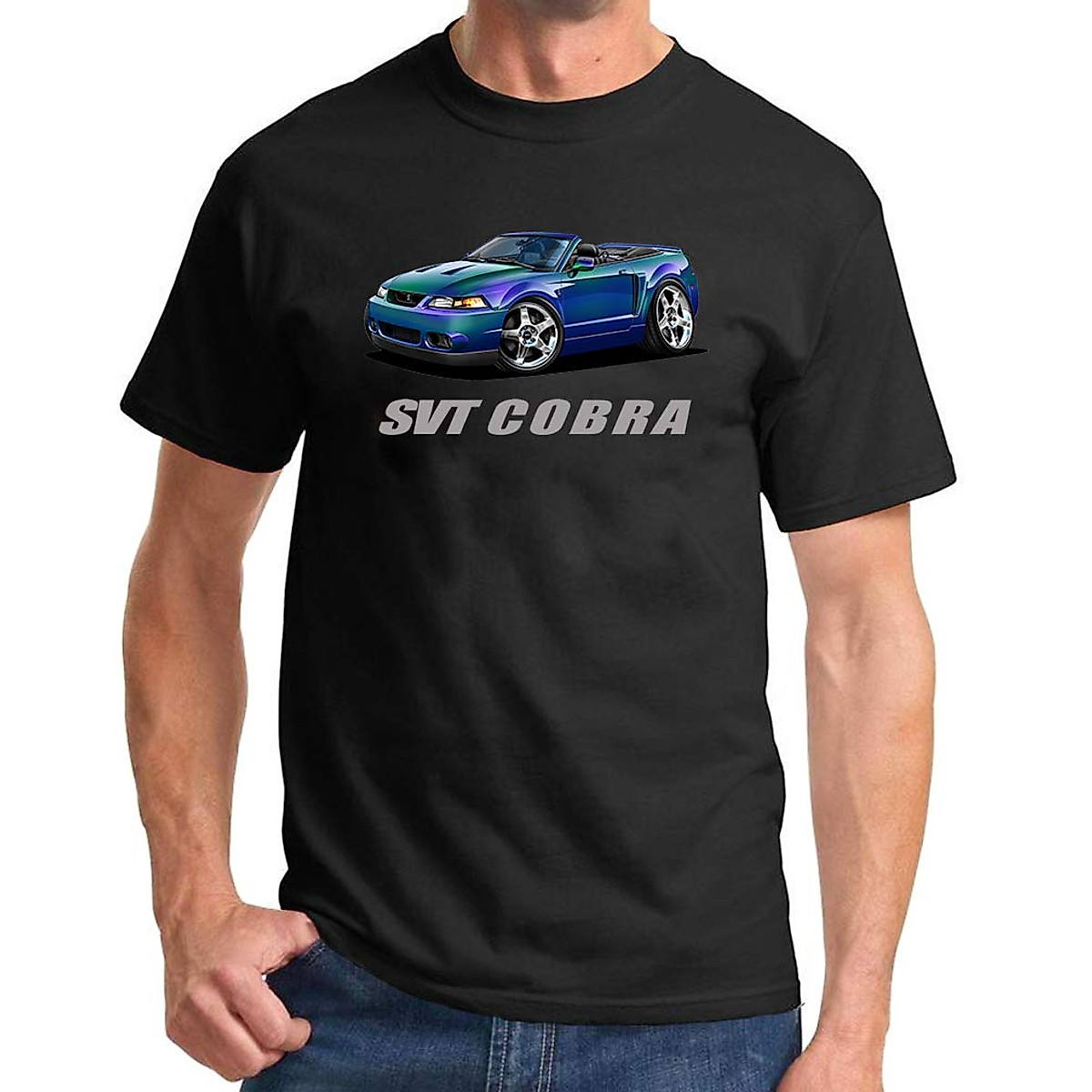2004 Ford SVT Cobra Mystichrome Mustang Convertible Full Color Design Print Tshirt Large Black