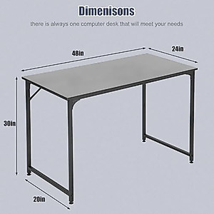 PIKAQTOP 47 inch Computer Desk Gaming Desk Multi-Function Writing Table Student Art Modren Simple Style PC Wood and Metal Desk Workstation, Black