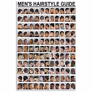 JIUFOTK Men's Hairstyle Guide Metal Sign Barber Infographic Posters For Barber Shop Home Club Room Salon Wall Decor Plaque 16x24 Inches
