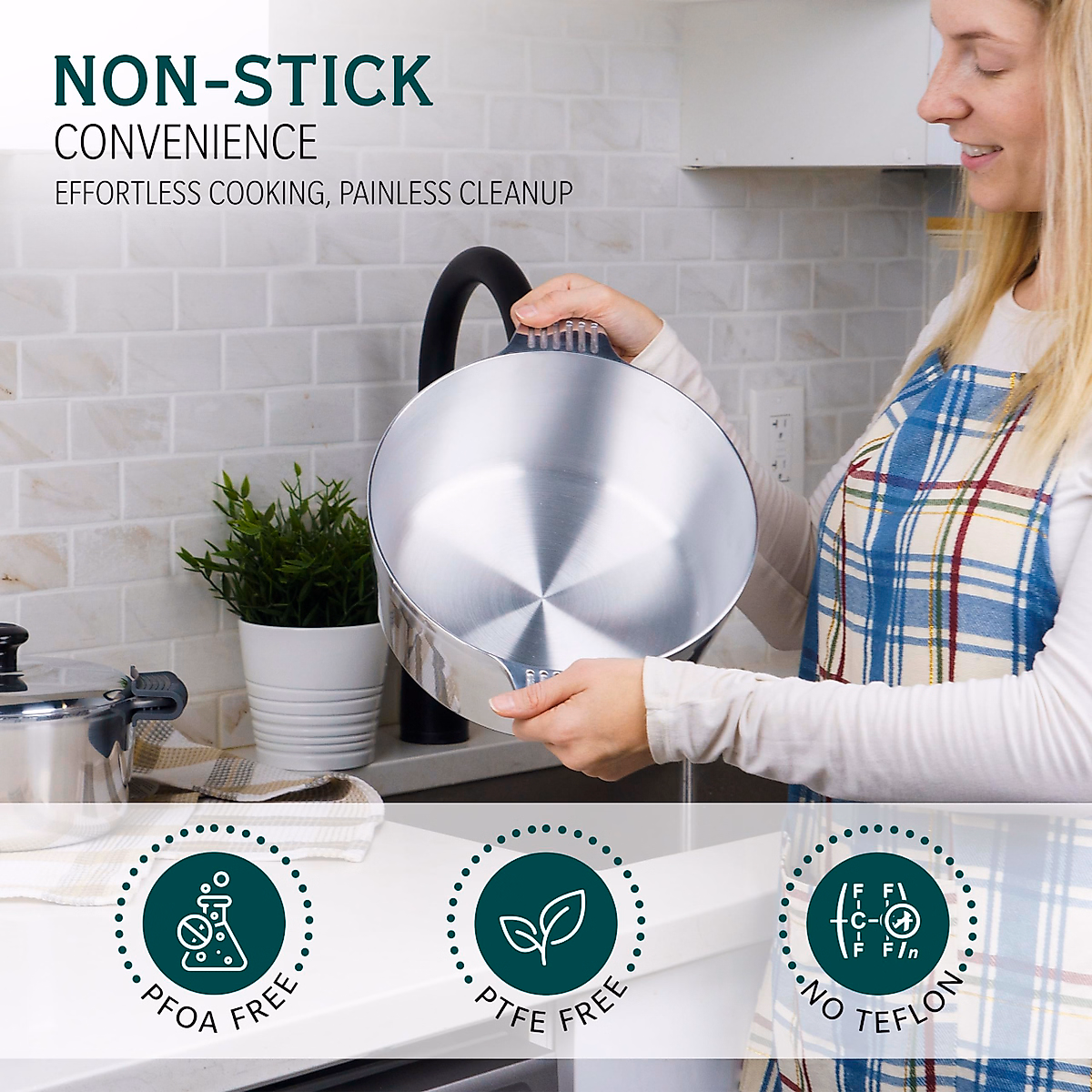 Magnaware Cast Aluminum Dutch Oven with Lid - 5 Quart Lightweight Cookware Pot with Silicone Covers for Easy Handling - Even Heat Distribution & Retention - For Bread Baking, Stew, Simmering & More