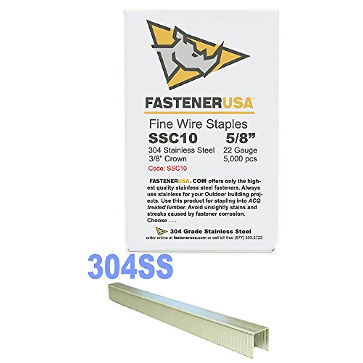 5/8" Leg x 3/8" Crown 22GA 304SS C10 Upholstery Staples 10,000ct | SSC10