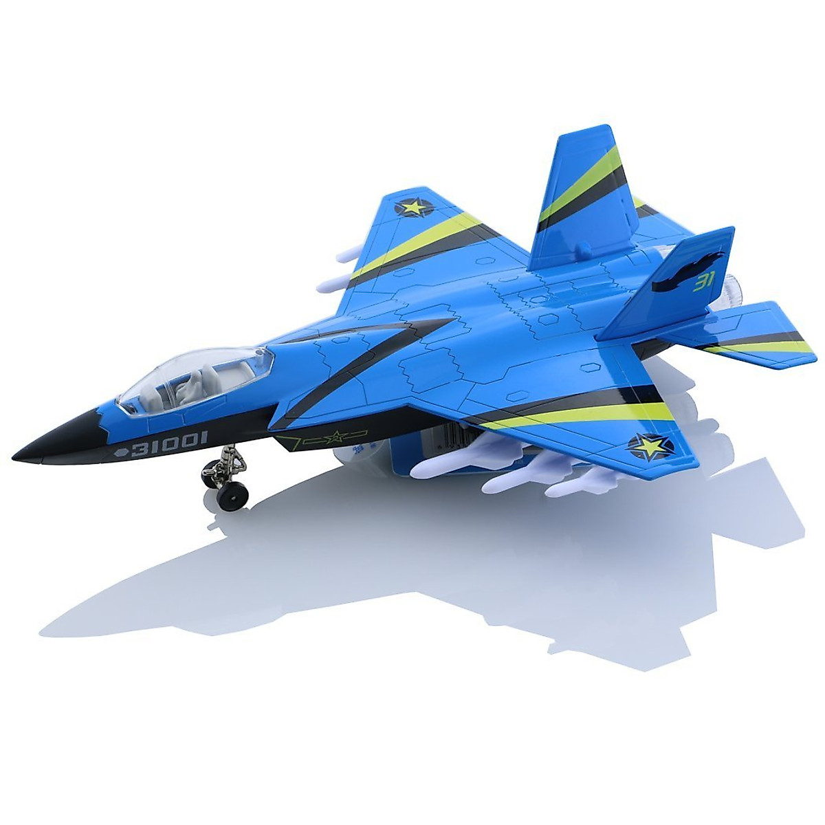 HSOMiD Alloy Planes/Airplane/Aircraft Toy with Pull Back Stealth Bombers and Fighter Planes Black (Blue)