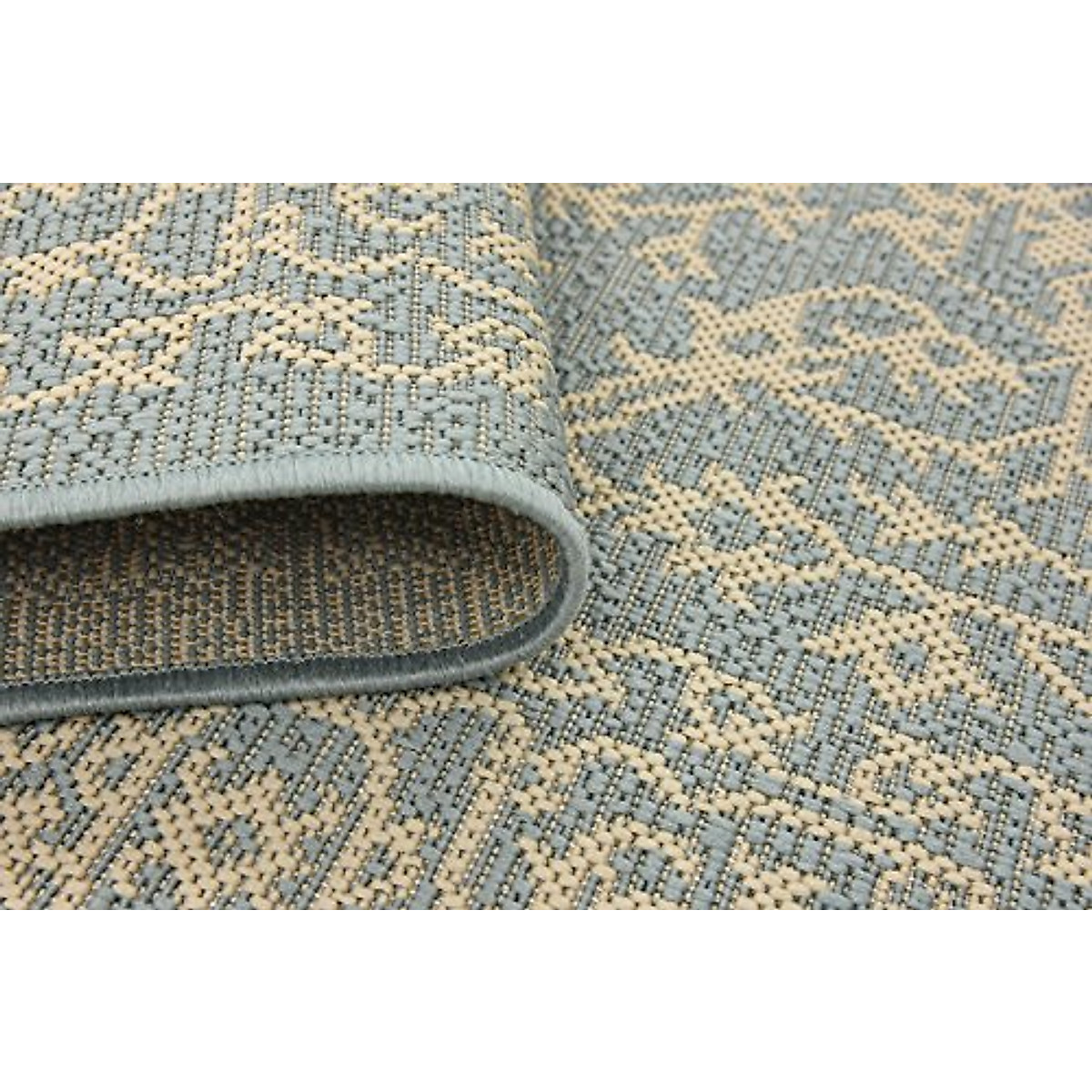 Unique Loom Botanical Collection Bohemian, Abstract, Traditional, Indoor and Outdoor Area Rug, 4' 0" x 6' 0", Light Blue/Beige