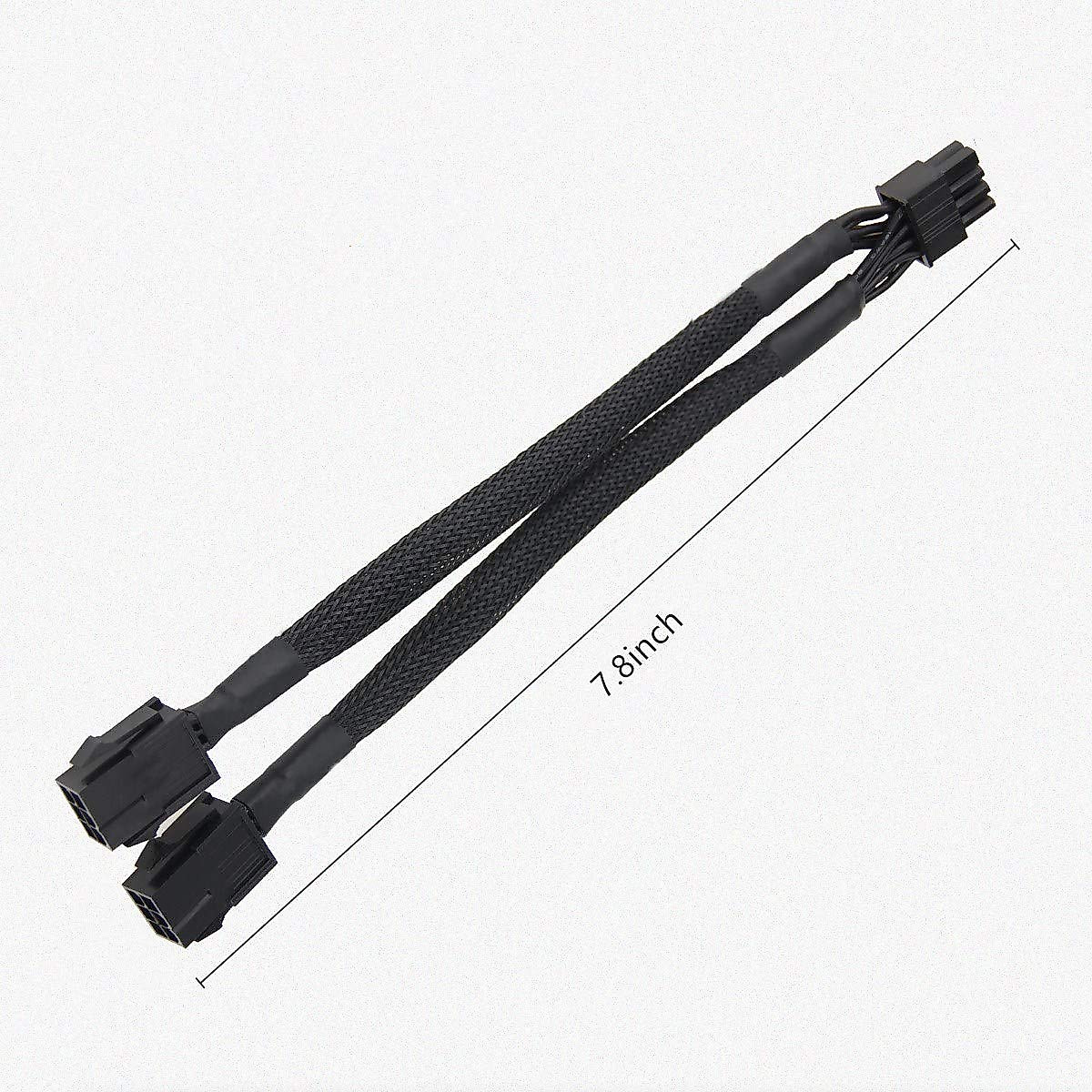 Dual 6 Pin Female to 8 Pin Male, GPU Power Adapter Cable 7.8inch Braided Sleeved, GPU Video Graphics Card Power Cable Connector