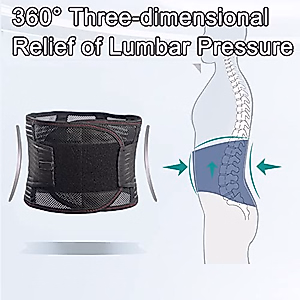 HFSKJWI Lightweight Back Brace with 2 Support Plates for Lower Back Pain Relief,Breathable Mesh Material with Dual Lumbar Pads,Adjustable Lumbar Support Brace for Men Women,XL